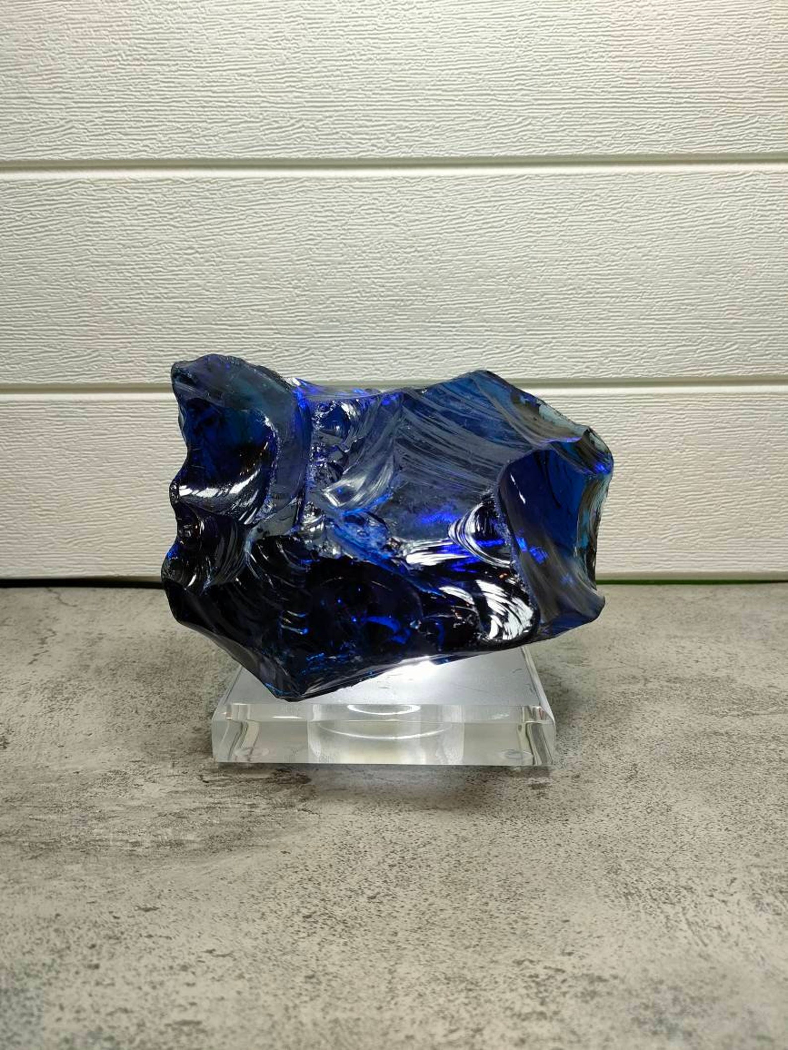 Light of Raw Andara Crystal Dark Blue 2860gr With Base, Lamp and Dimmer ...
