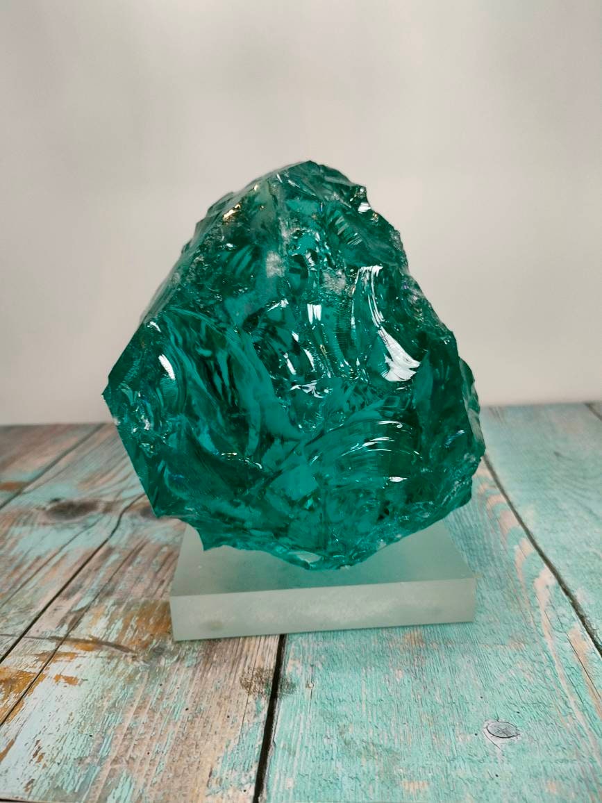 Raw Shining Andara Crystal Dark Aqua Blue 4280gr With Base for ...
