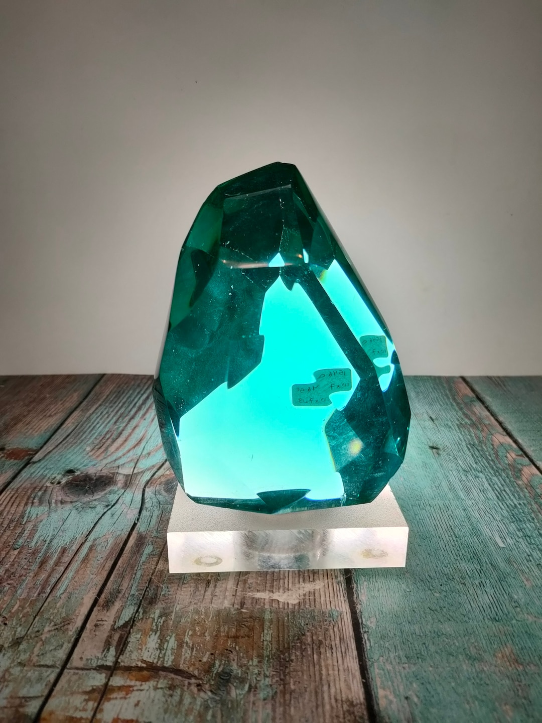 1546gr Cutting Natural Andara Crystal Aqua Blue With Base and Light ...