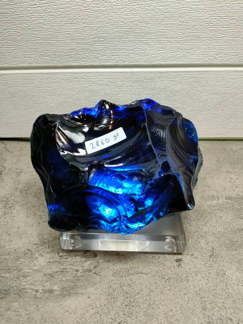 Light of Raw Andara Crystal Dark Blue 2860gr With Base, Lamp and Dimmer ...