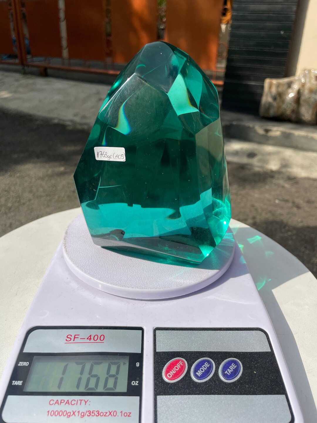 1768gr(a05)cutting Natural Andara Crystal Clear Blue With Base and ...