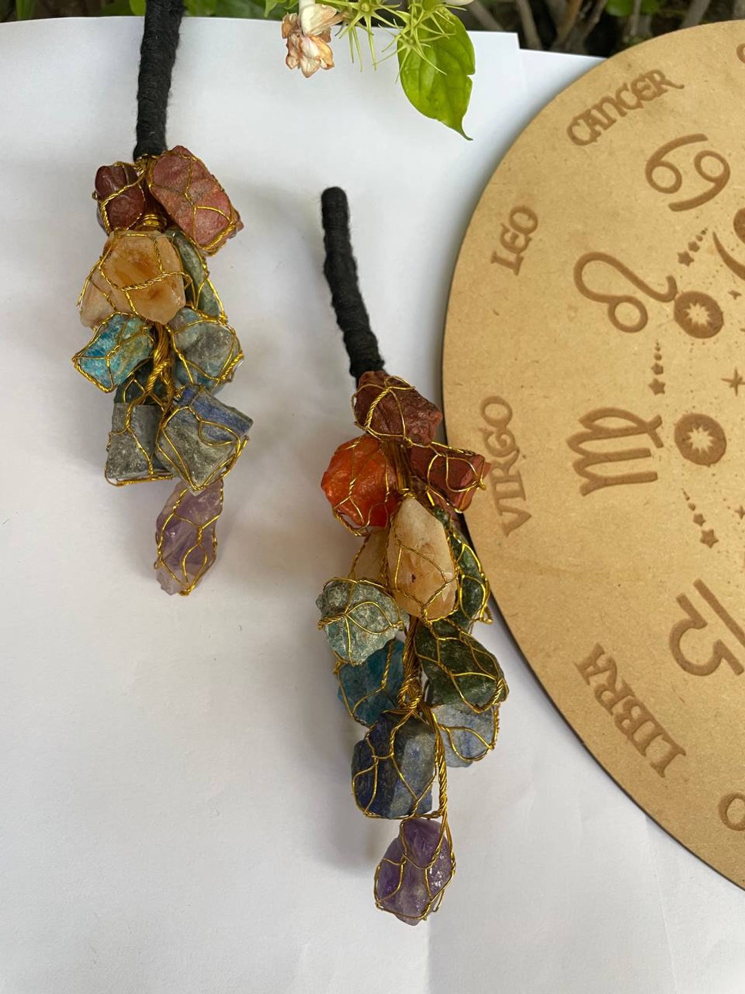 Natural Stone Seven Chakra Hanger for Money and Evil Eye Protection ...