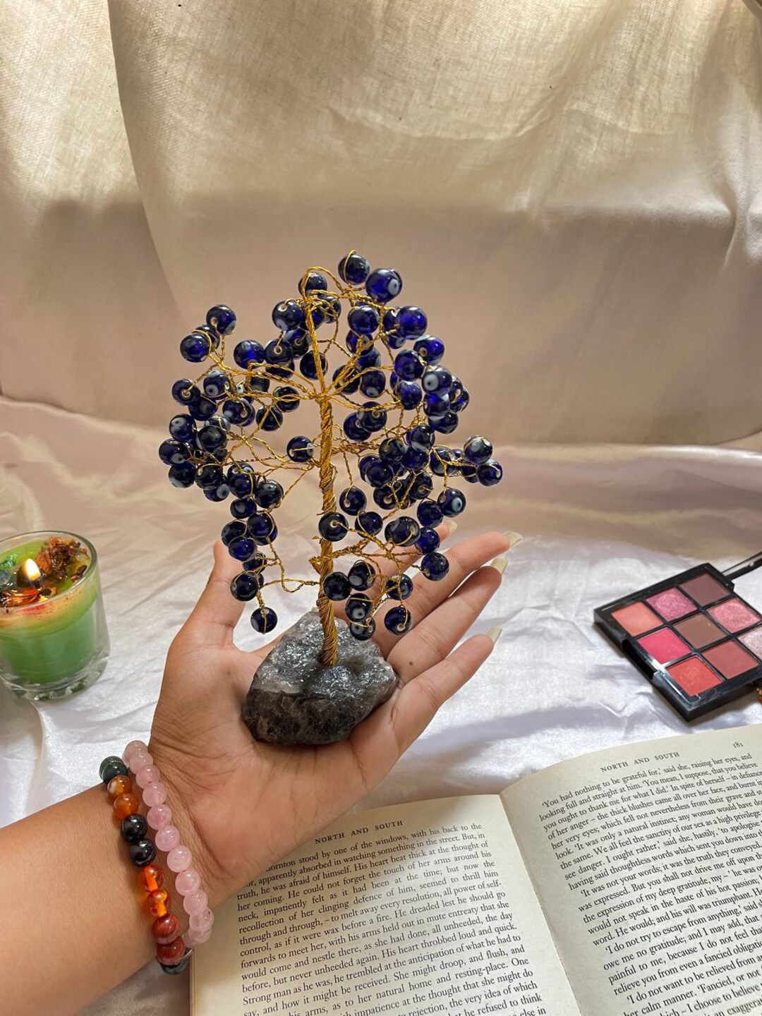 Natural Evil Eye 100 Stone Small Tree Rough Based for Reiki Healing ...