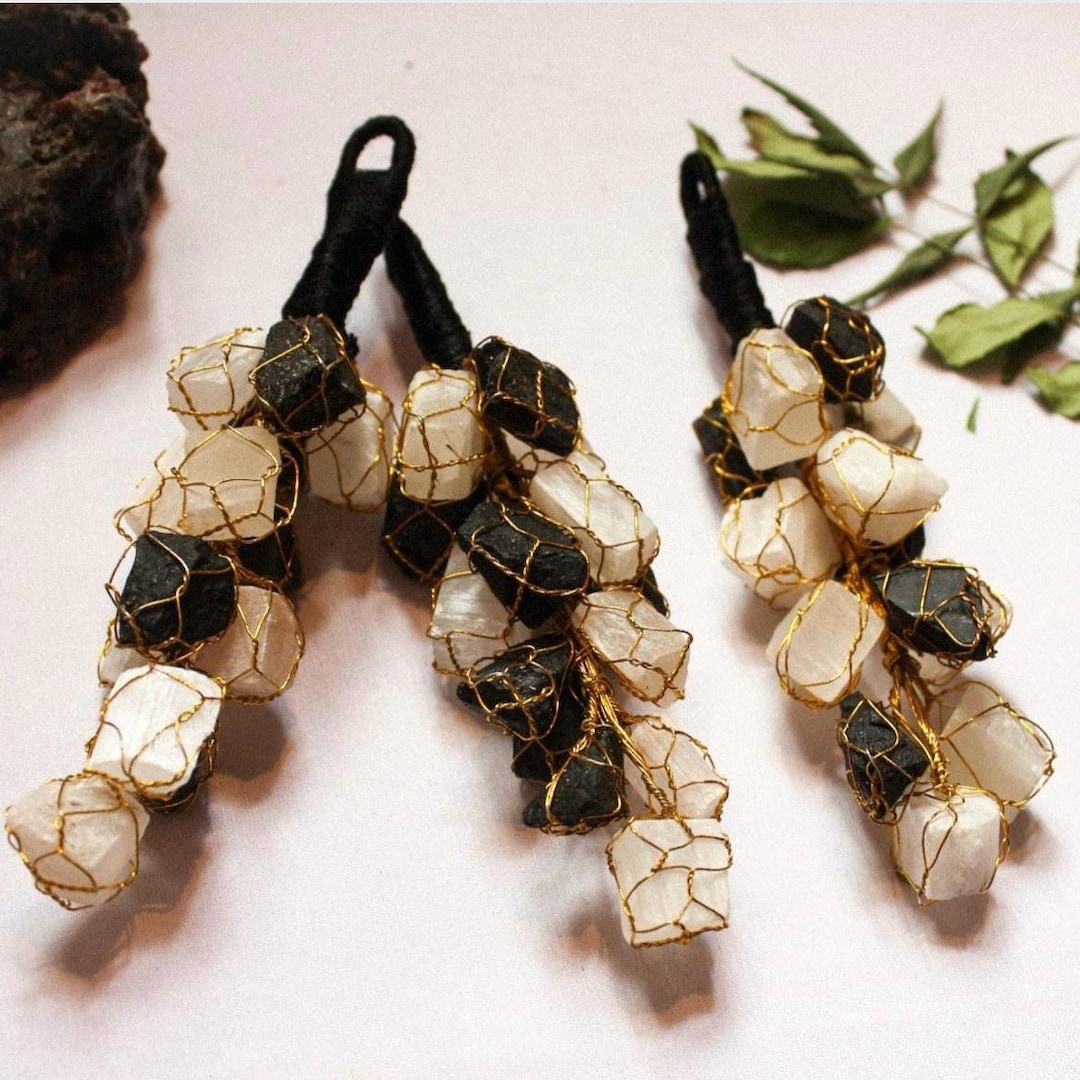 Black Tourmaline and Selenite - Money and Evil Eye Protection-black ...