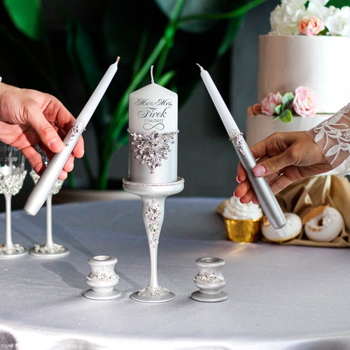 Gold Wedding Unity Candle Set Gold Wedding Unity Ceremony - Etsy