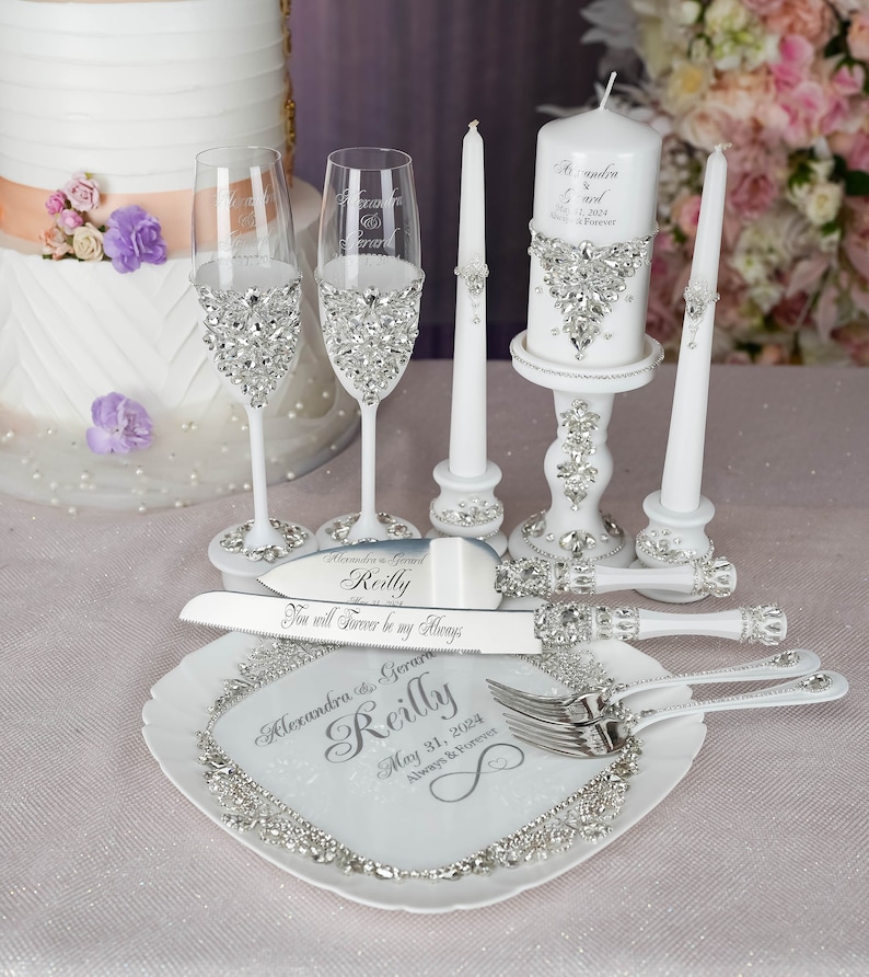 White Silver Unity Candle Set Unity Ceremony Alternative - Etsy