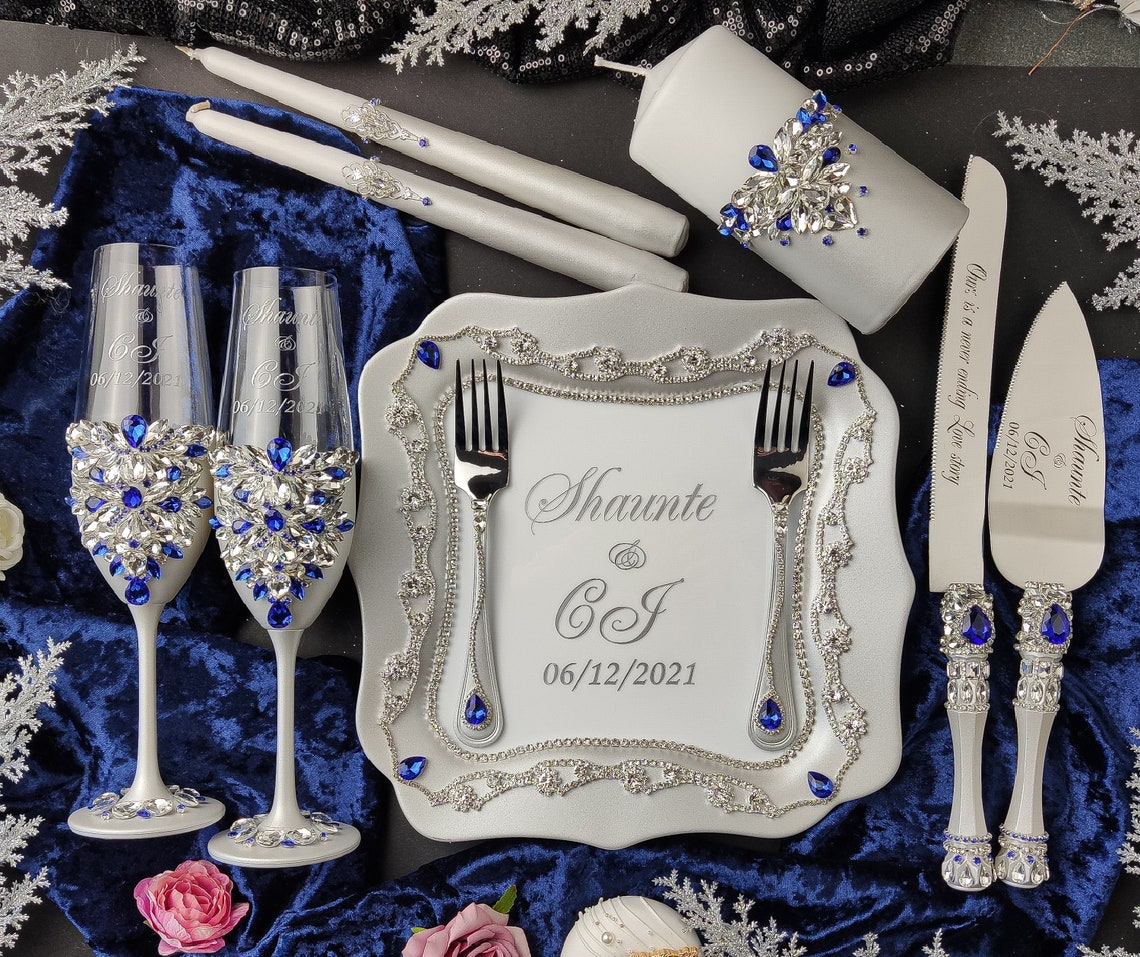 Silver Royal Blue Wedding Silver Blue Wedding Royal Blue and - Etsy