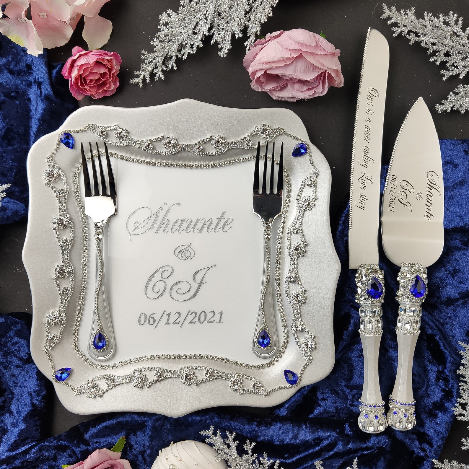 Silver Royal Blue Wedding Silver Blue Wedding Royal Blue and - Etsy