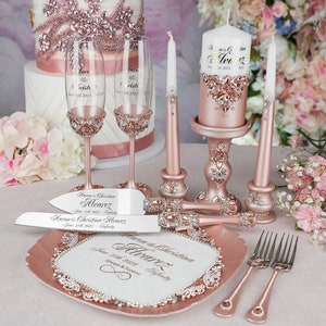 Wedding Unity Candle Set Rose Gold, Rose Gold Wedding Decorations - Etsy