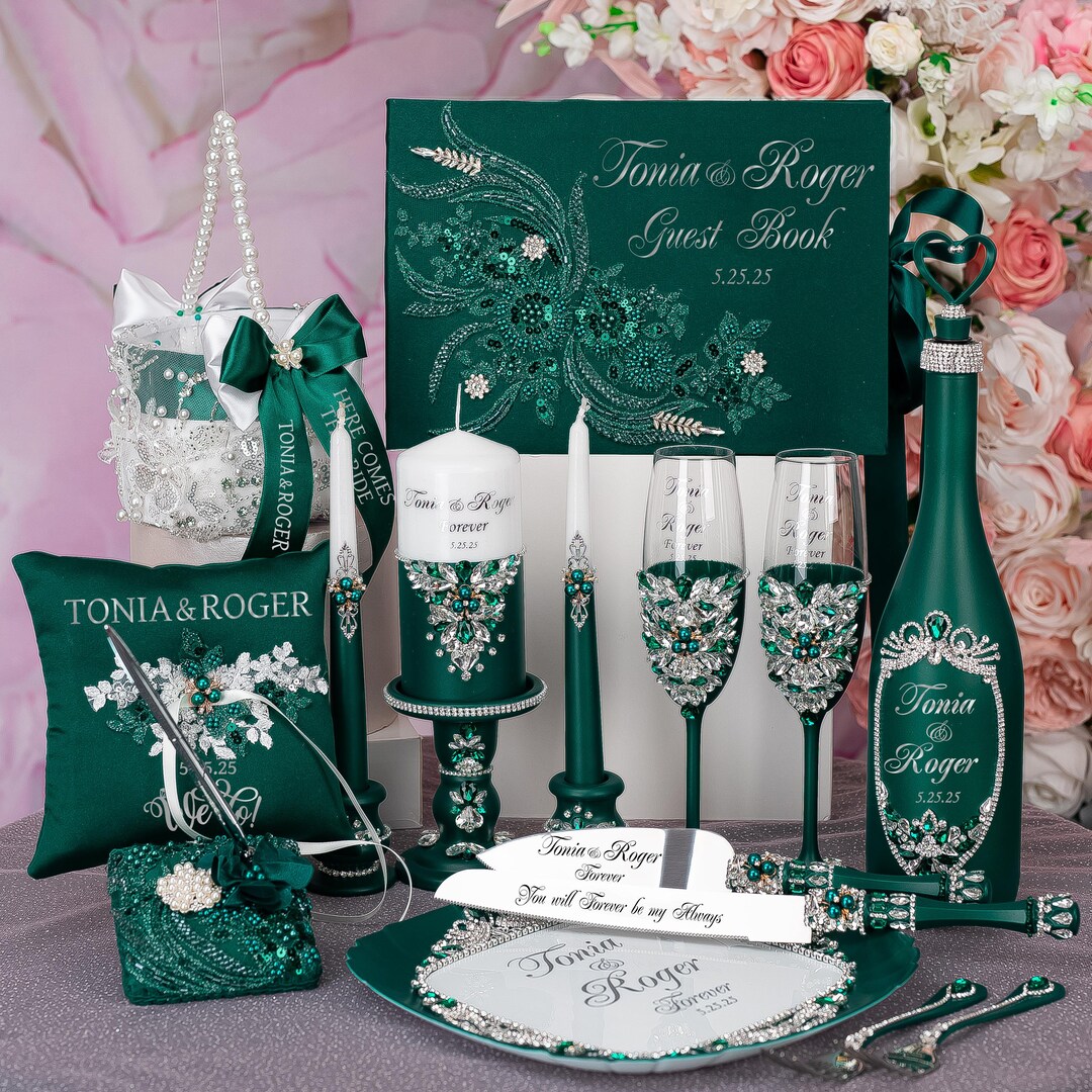 Green Wedding Decorations, Emerald Green Wedding Sets, Emerald Green ...