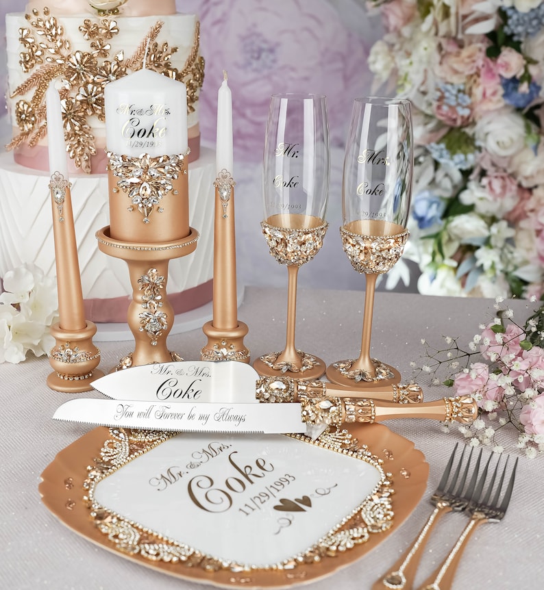 Gold Wedding Cake Knife Server Gold Wedding Cake Cutting Set - Etsy Gold Wedding Cake Knife Server Gold Wedding Cake Cutting Set - Etsy