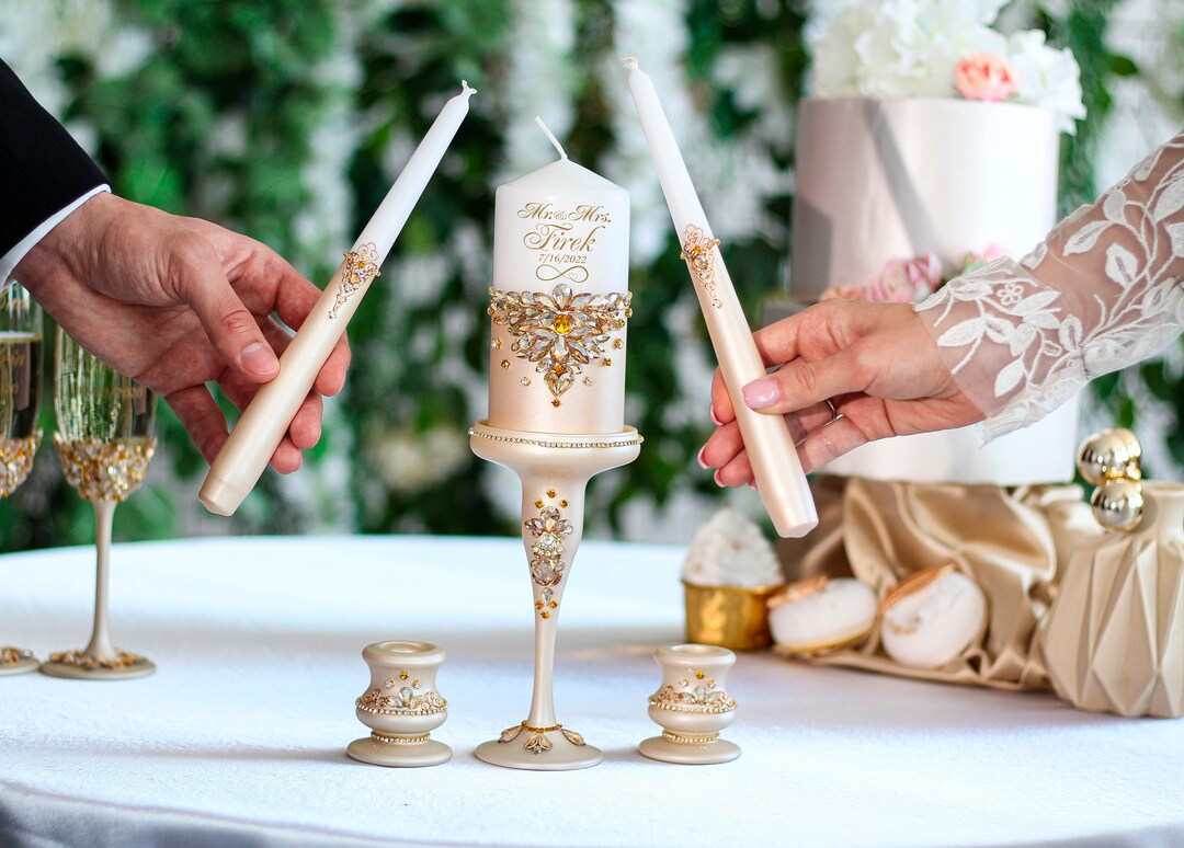 Gold Wedding Unity Candle Set Gold Wedding Unity Ceremony - Etsy