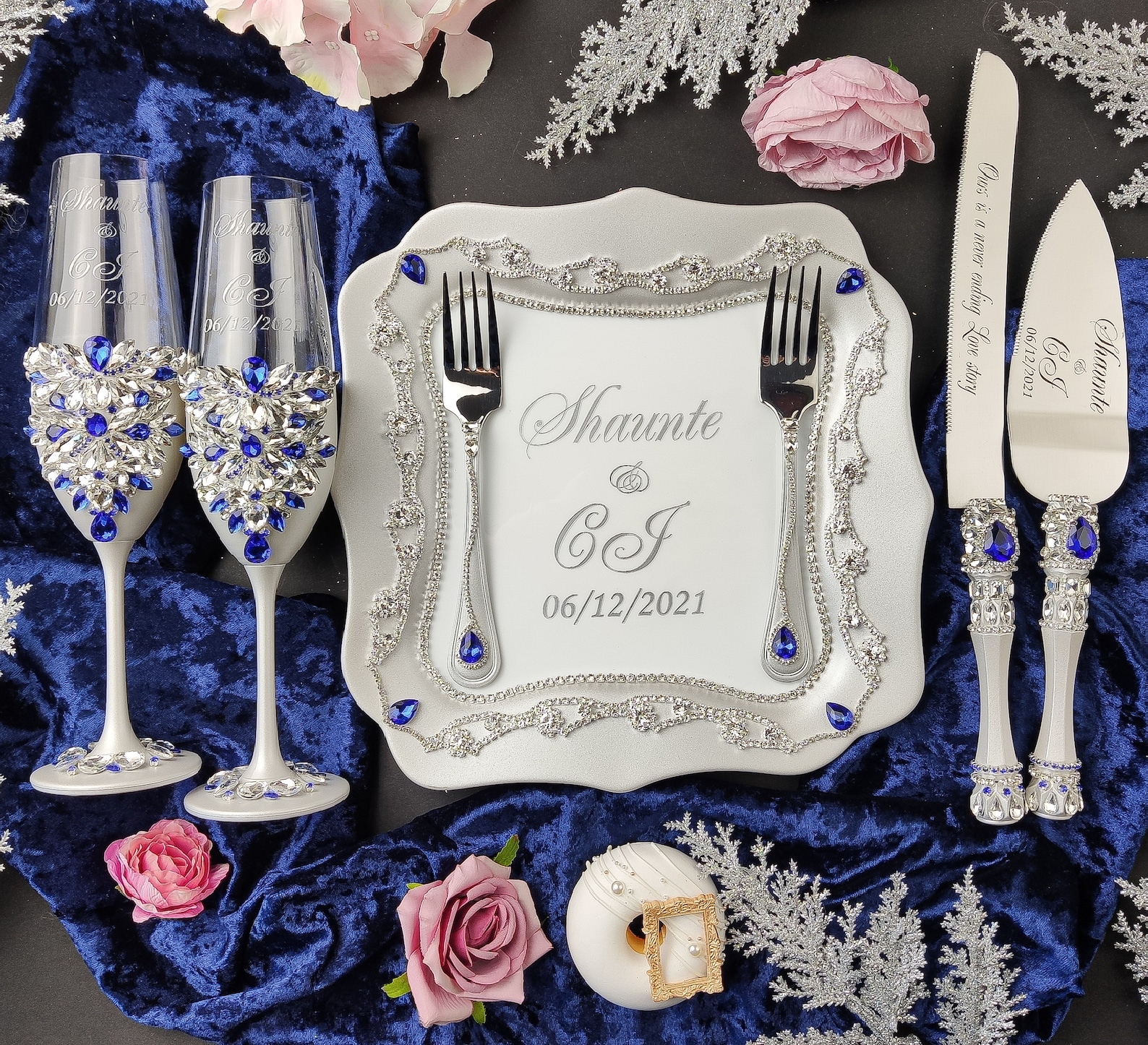 Silver Royal Blue Wedding Silver Blue Wedding Royal Blue and - Etsy