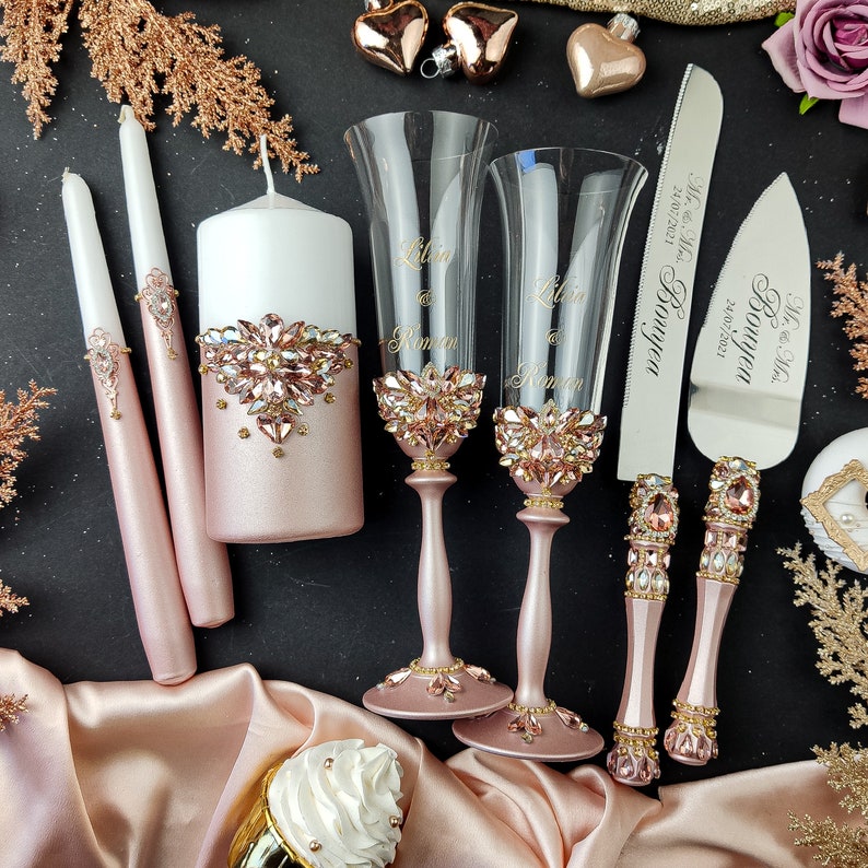 Rose Gold Wedding Flutes for Bride and Groom Rose Gold | Etsy