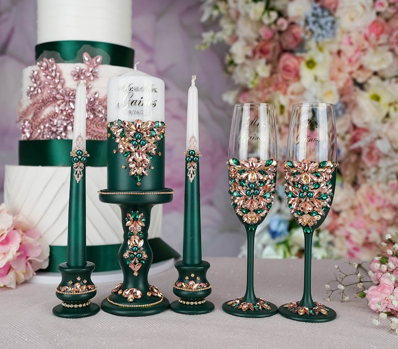 Green Rose Gold Weddingdecorations Rose Gold Emerald Green - Etsy