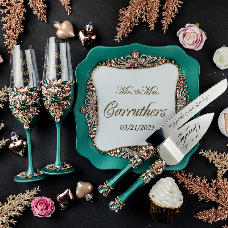 Green Rose Gold Weddingdecorations Rose Gold Emerald Green - Etsy