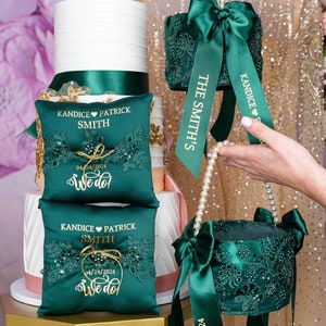 Green Ring Bearer Pillows, Personalized Green Wedding Ring Bearer ...