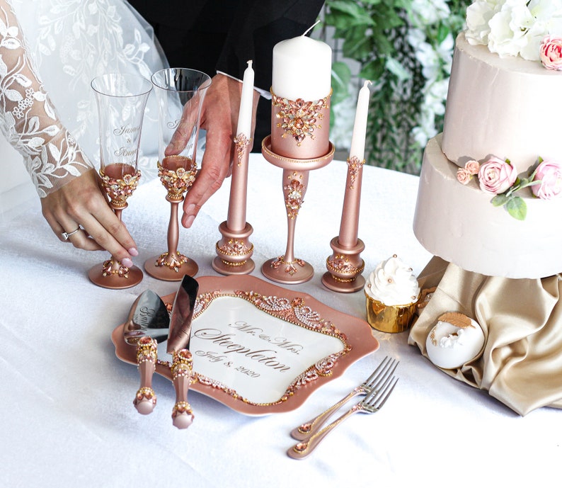 Rose Gold Wedding Flutes for Bride and Groom Rose Gold | Etsy