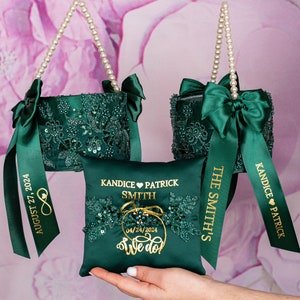 Green Ring Bearer Pillows, Personalized Green Wedding Ring Bearer ...