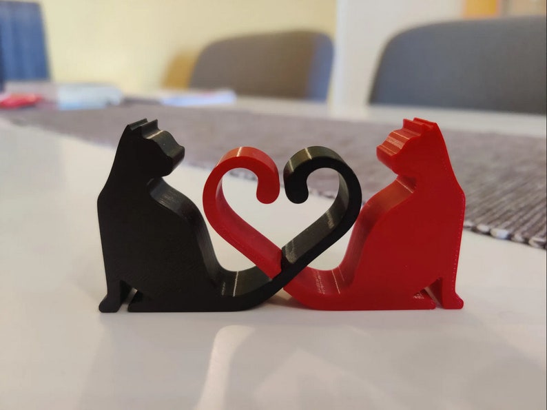 Love Heart Cat Statue 3D Print STL File, 3D Printer File, File for 3D ...