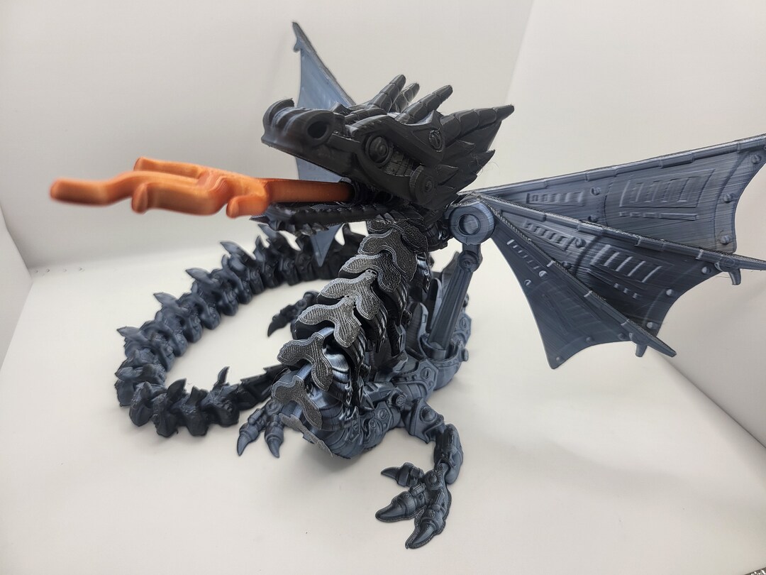 Winged Mech Dragon 3D Print Available in Single or Dual Color - Etsy