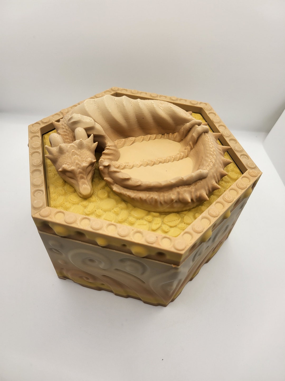 Dragon Guardian Trinket Box With Small Jewelry Tray on the Lid | 3D ...