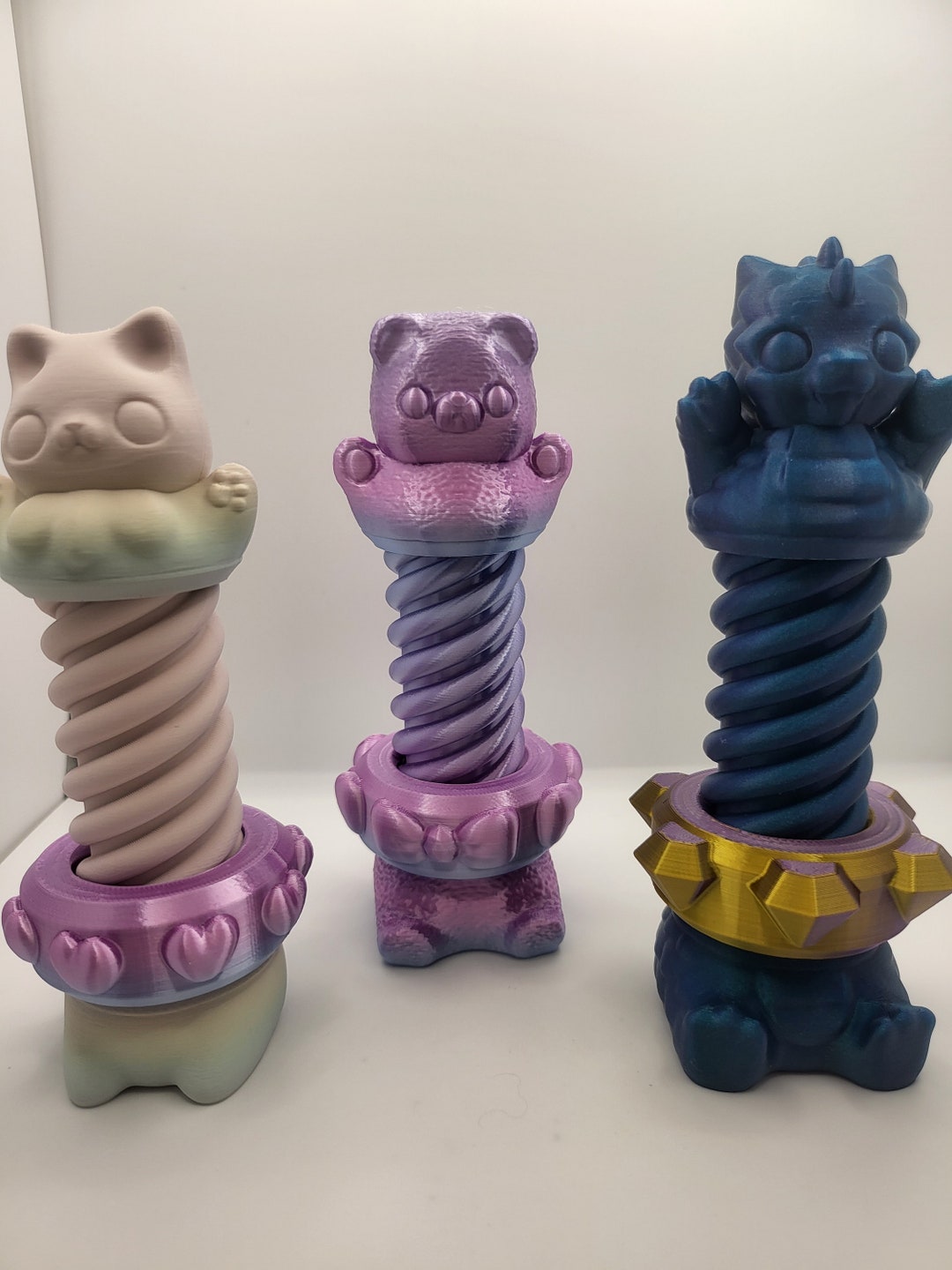 Cute Animal Fidget Screws Bear Dragon Cat 3D Print - Etsy