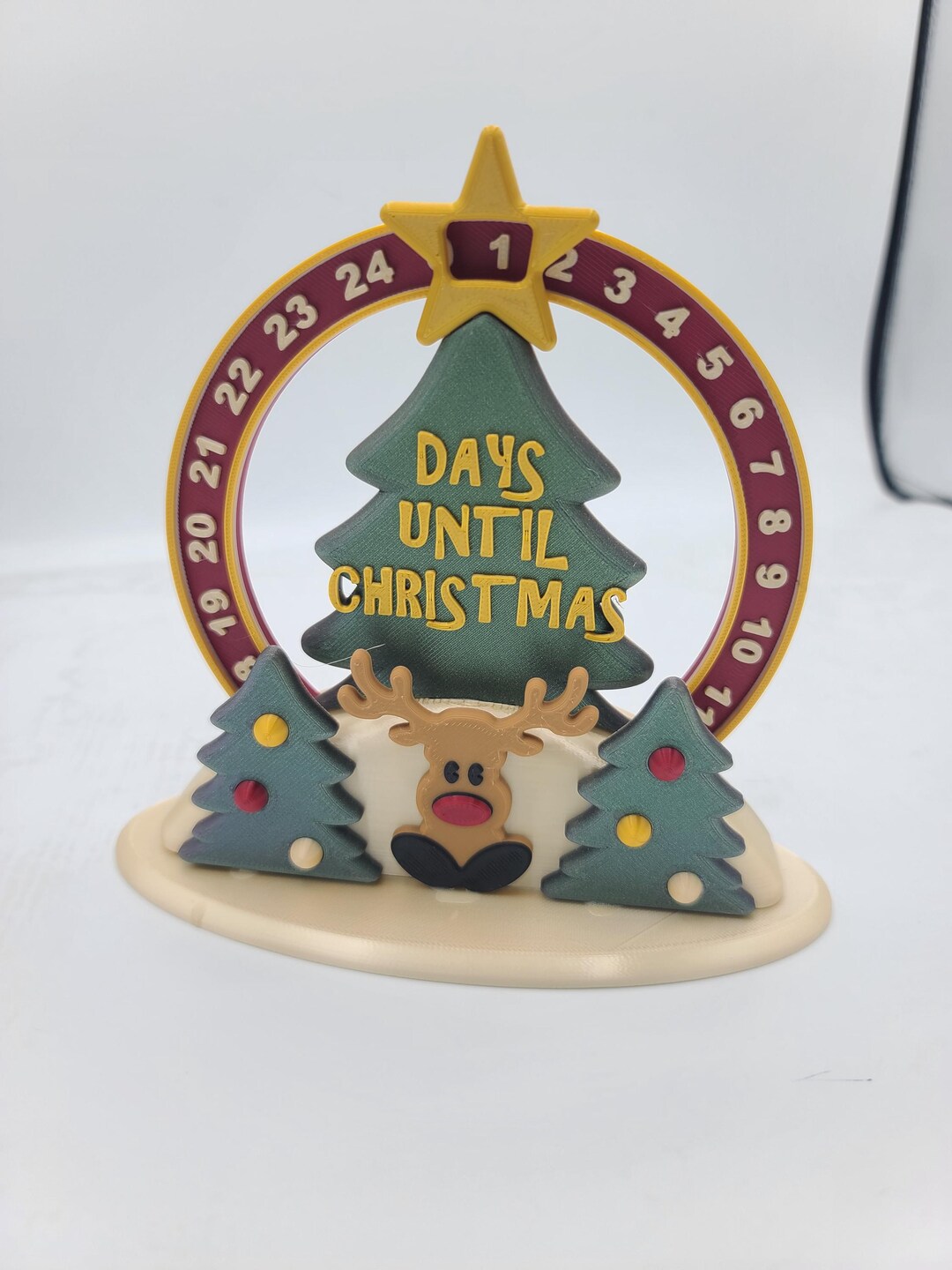 Countdown to Christmas Reindeer Advent Calendar Holiday Decor | 3D ...