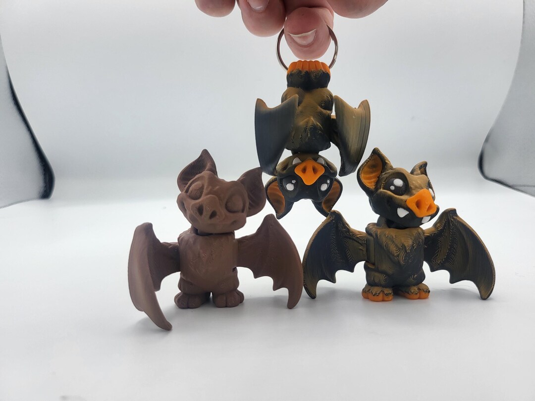 Mini Flexi Bats | 3D Printed Articulated Bat | Halloween Bat Keychain ...