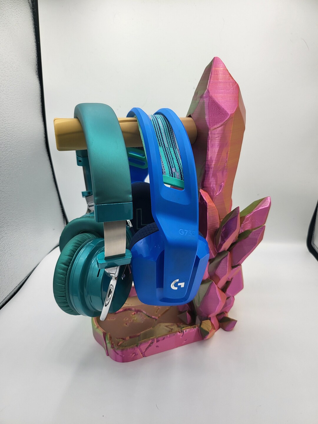 Crystal Headphone Stand and Trinket Tray Compatible With Two Sets of ...