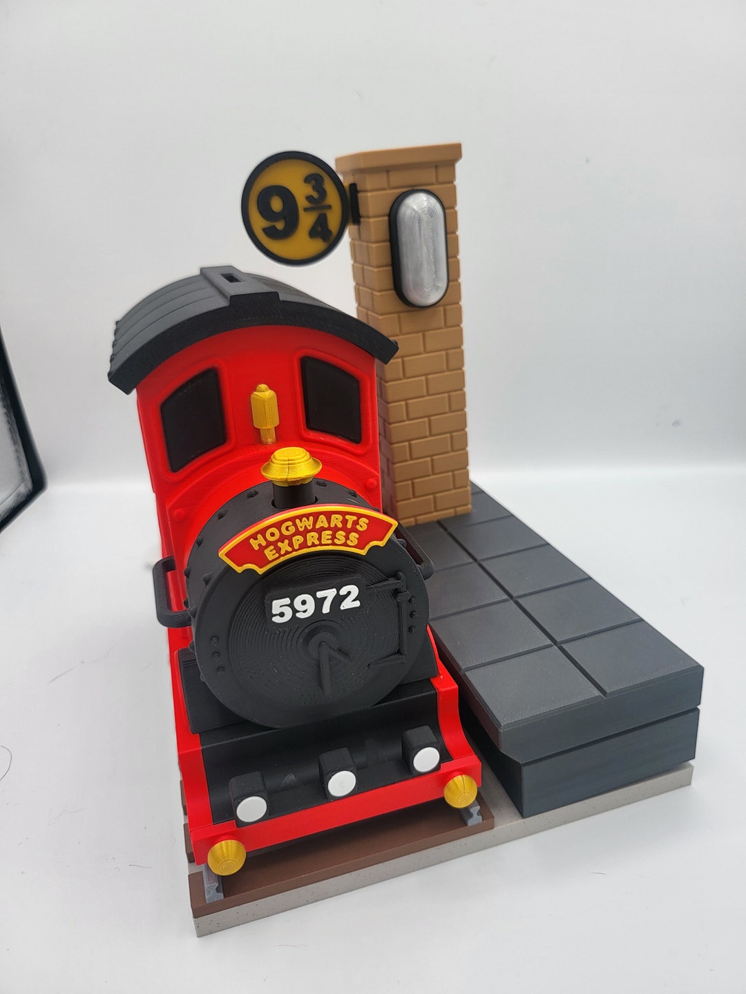 Chibi Fantasy Train Platform With Train Money Bank and Small Lit Column ...