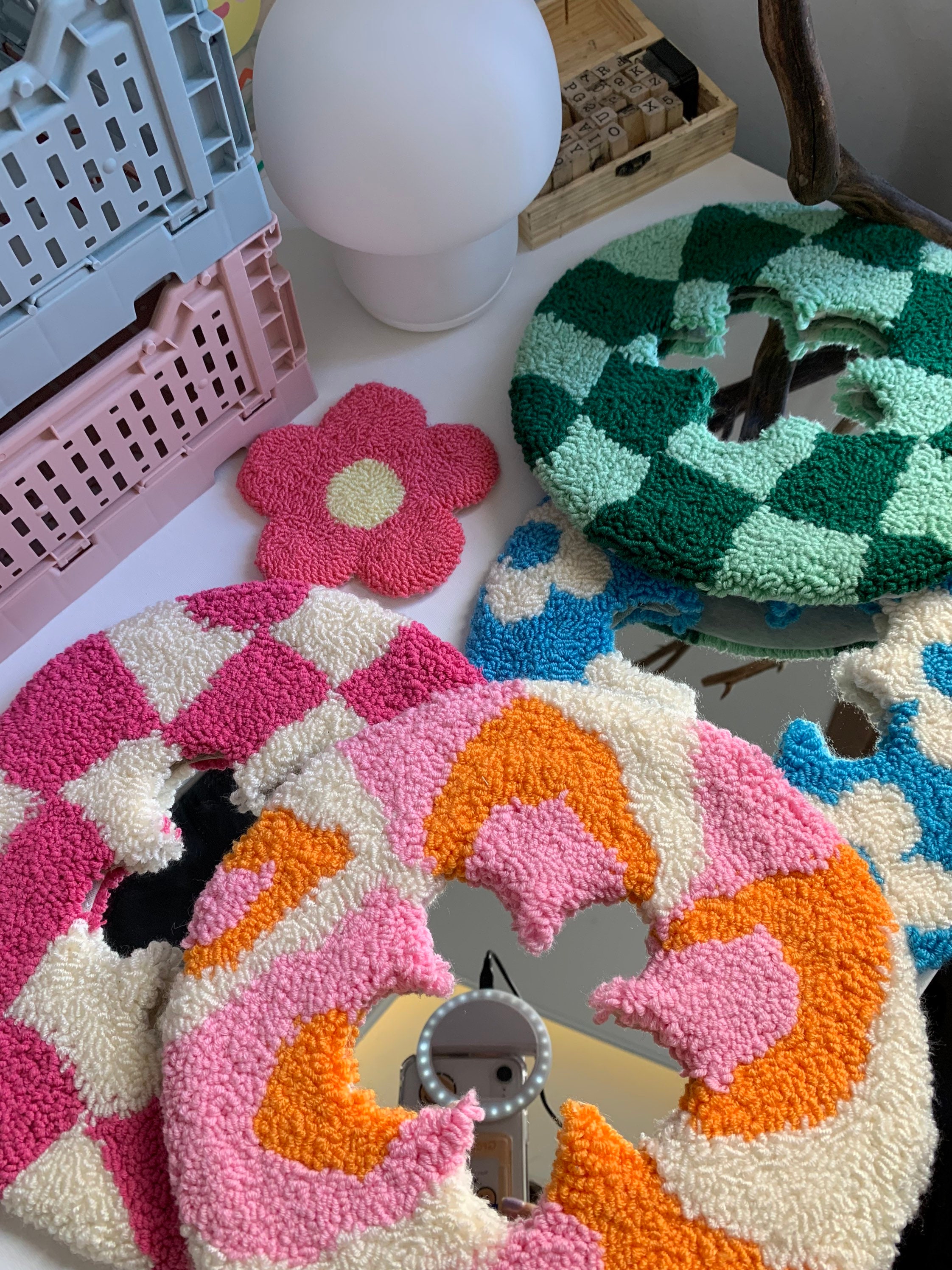 Punch Needle Mirror Tufted Mirror Handmade Wall Mirror | Etsy