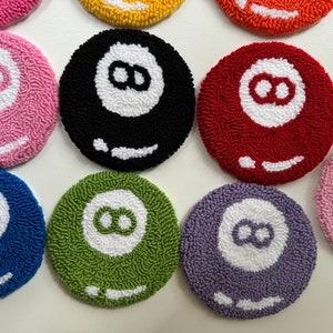 Magic 8 Ball Mug Rug Coasters, Punch Needle Coasters, Handtufted Gift ...