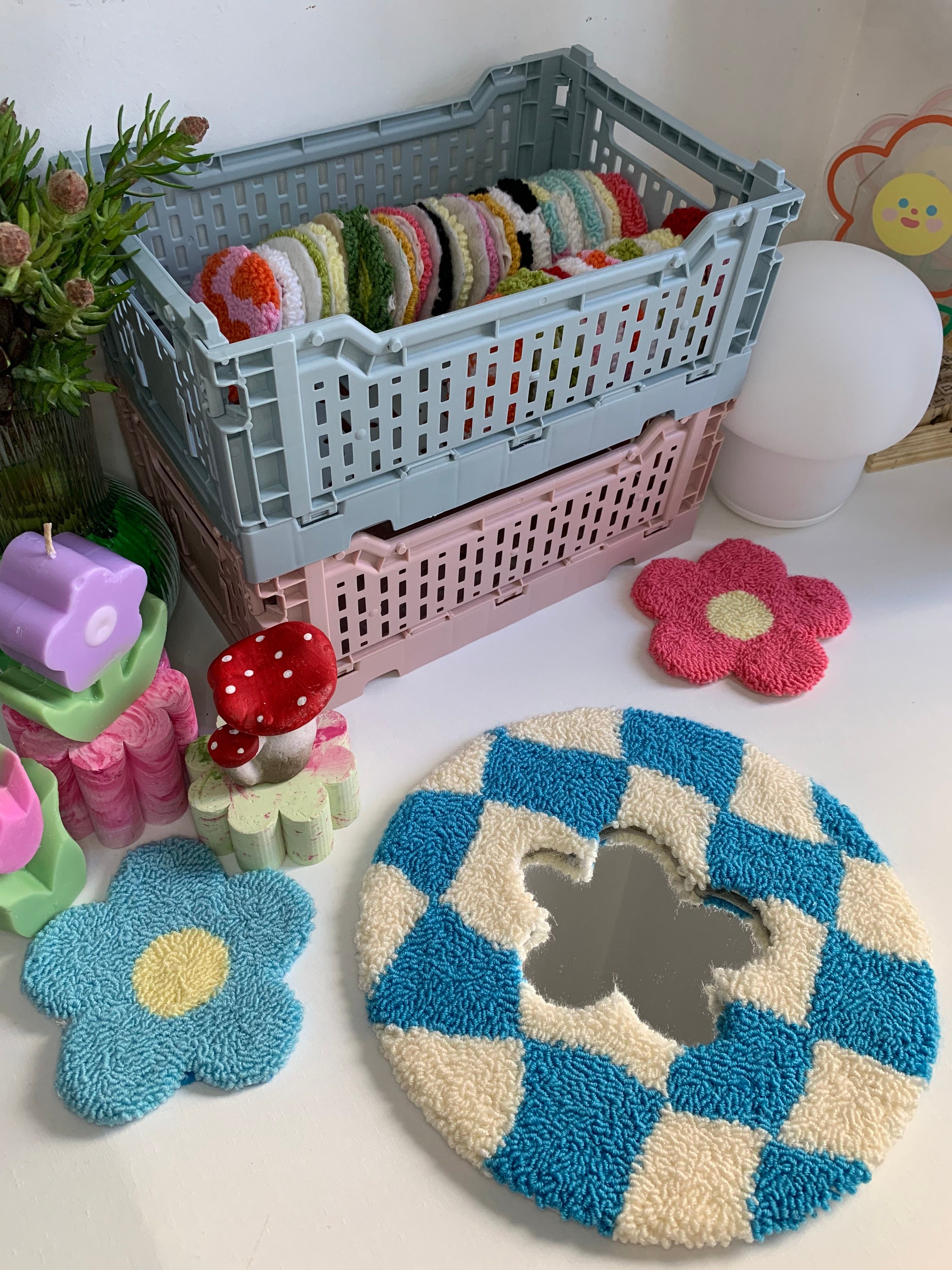 Punch Needle Mirror Tufted Mirror Handmade Wall Mirror | Etsy