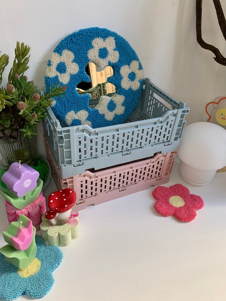 Punch Needle Mirror Tufted Mirror Handmade Wall Mirror | Etsy