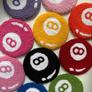 Magic 8 Ball Mug Rug Coasters, Punch Needle Coasters, Handtufted Gift ...