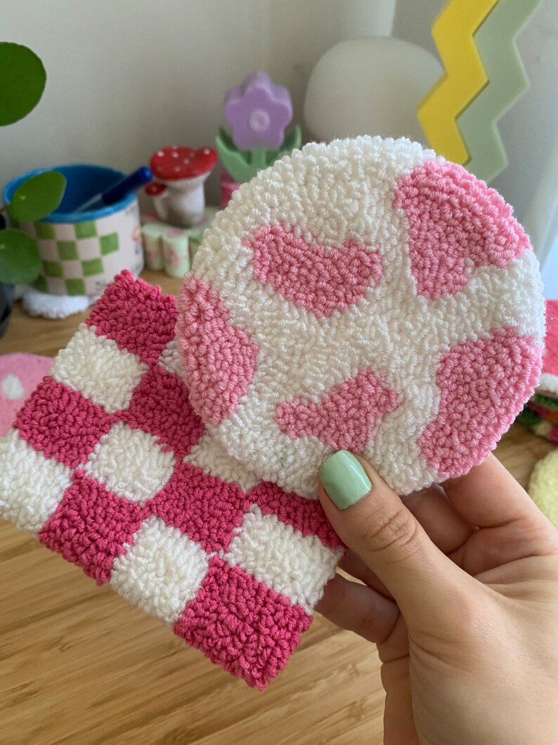 Mug Rug Coasters Punch Needle Coaster Tufted Coasters Drink - Etsy