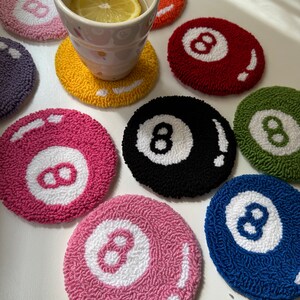 Magic 8 Ball Mug Rug Coasters, Punch Needle Coasters, Handtufted Gift ...