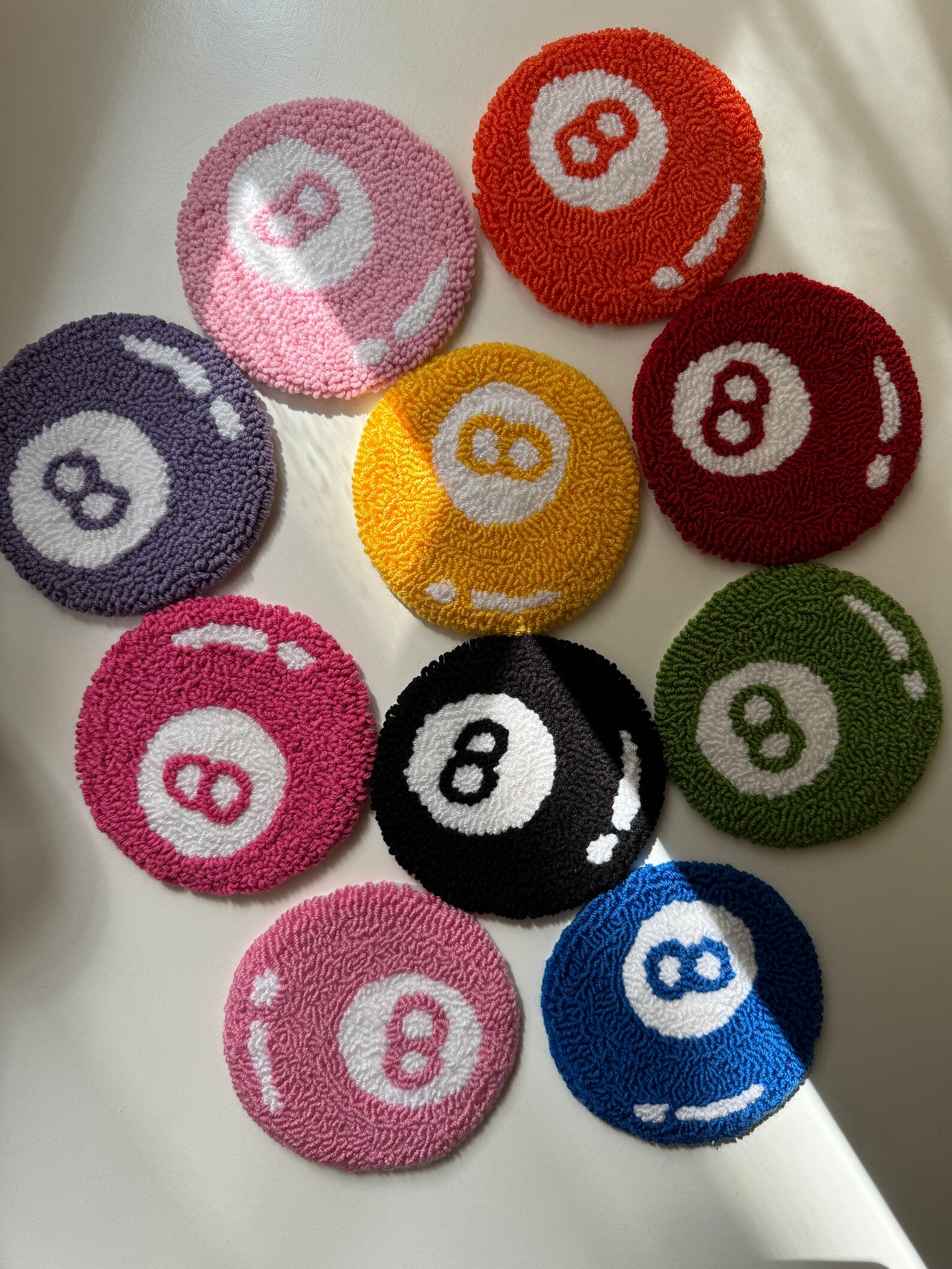 Magic 8 Ball Mug Rug Coasters, Punch Needle Coasters, Handtufted Gift ...