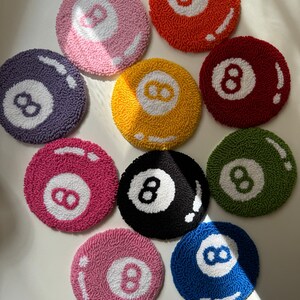 Magic 8 Ball Mug Rug Coasters, Punch Needle Coasters, Handtufted Gift ...
