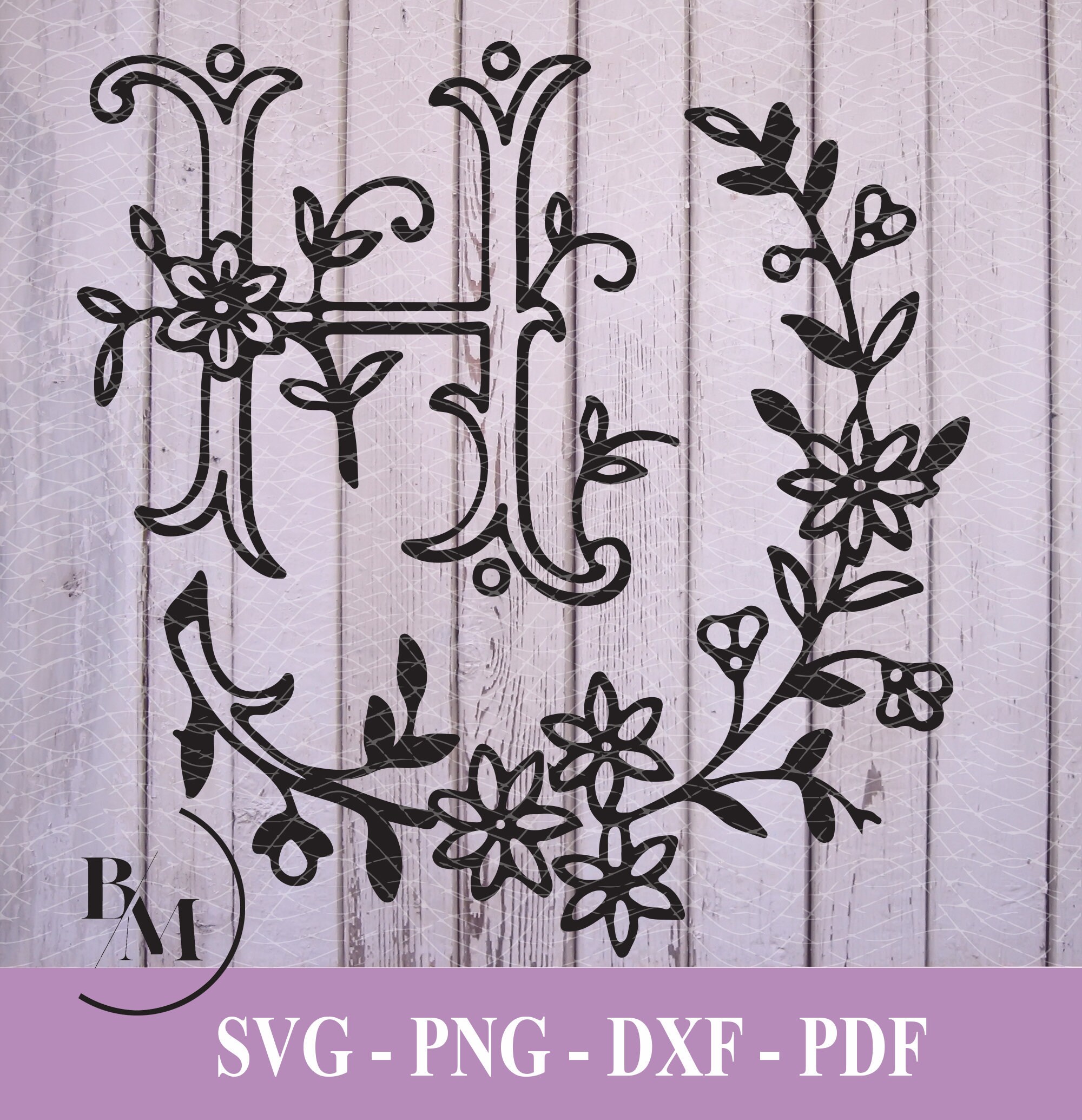 H-Monogram Letter svg png pdf dxf Downloadable File | Etsy