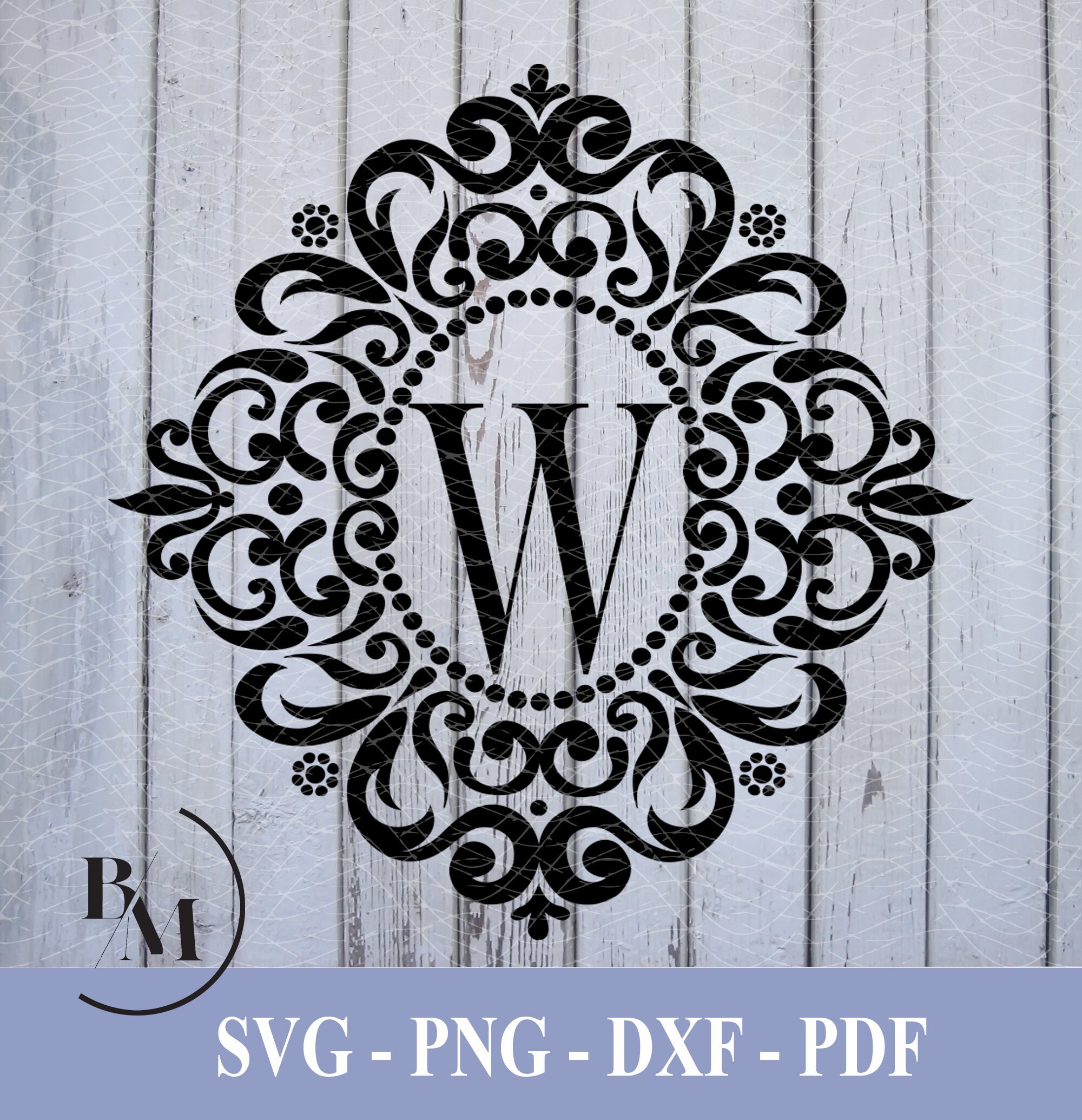 W-Monogram Letter svg png pdf dxf Downloadable File | Etsy