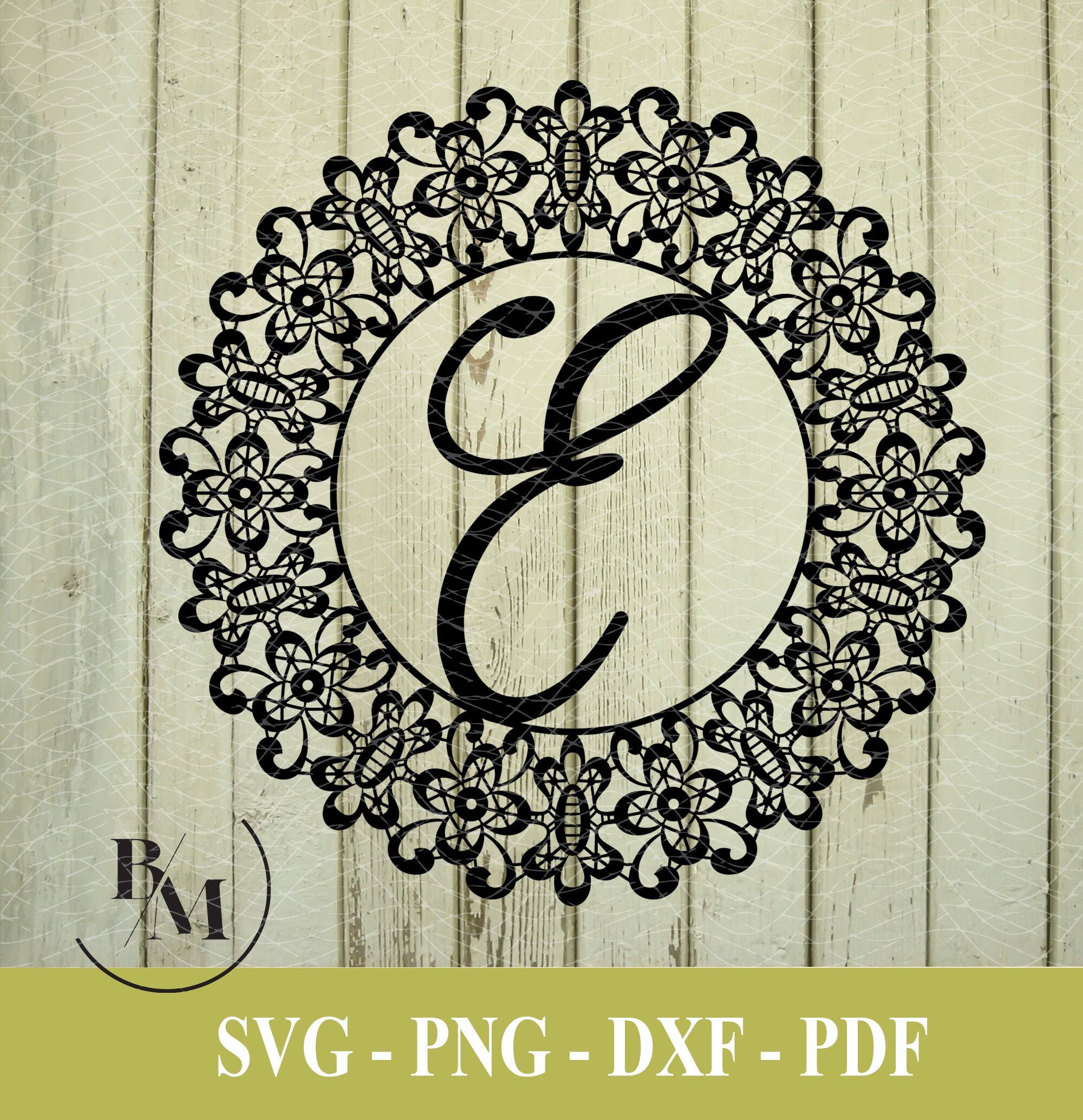 E-Monogram Letter svg png pdf dxf Downloadable File | Etsy