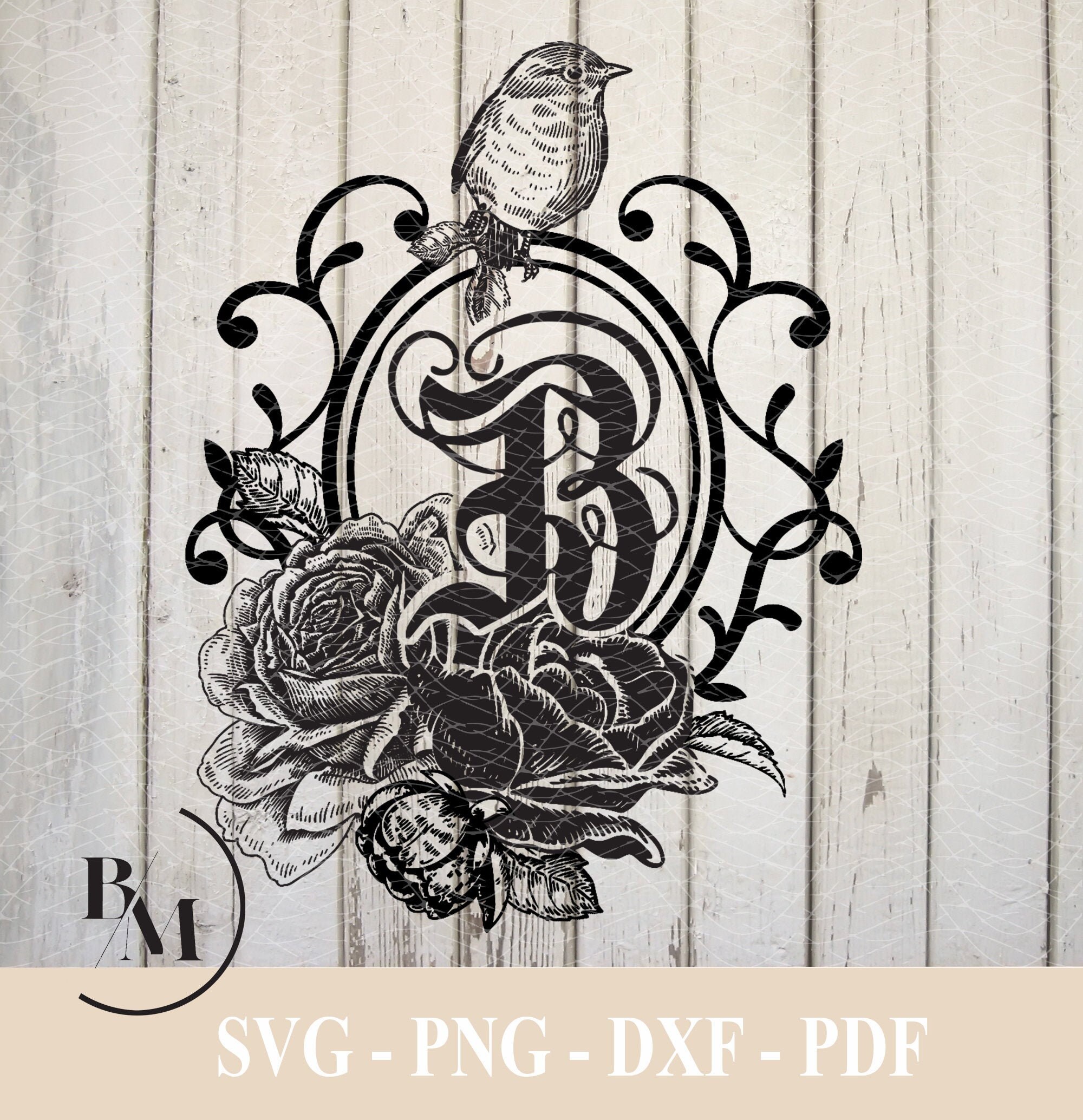 B-Monogram Letter svg png pdf dxf Downloadable File | Etsy