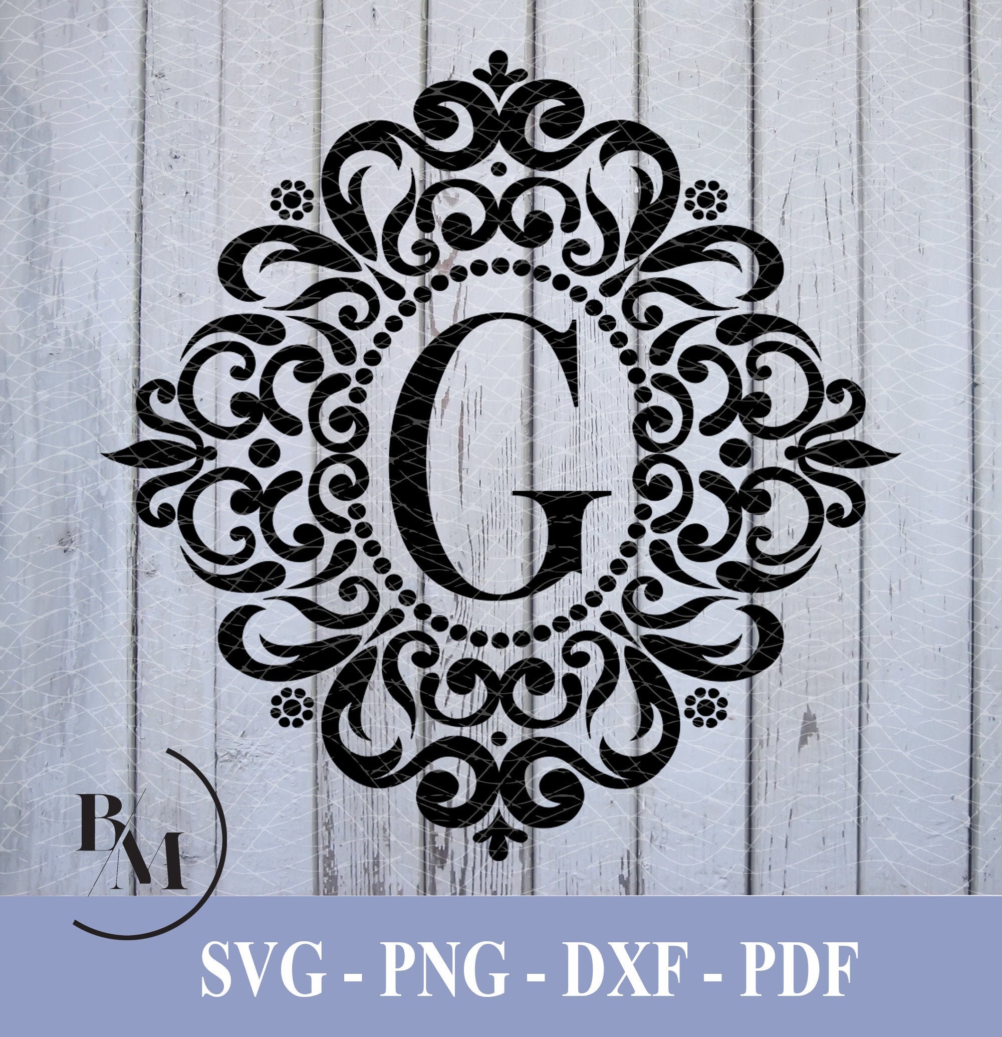 png pdf G-Monogram Letter svg dxf Downloadable File Wall Decor Home ...