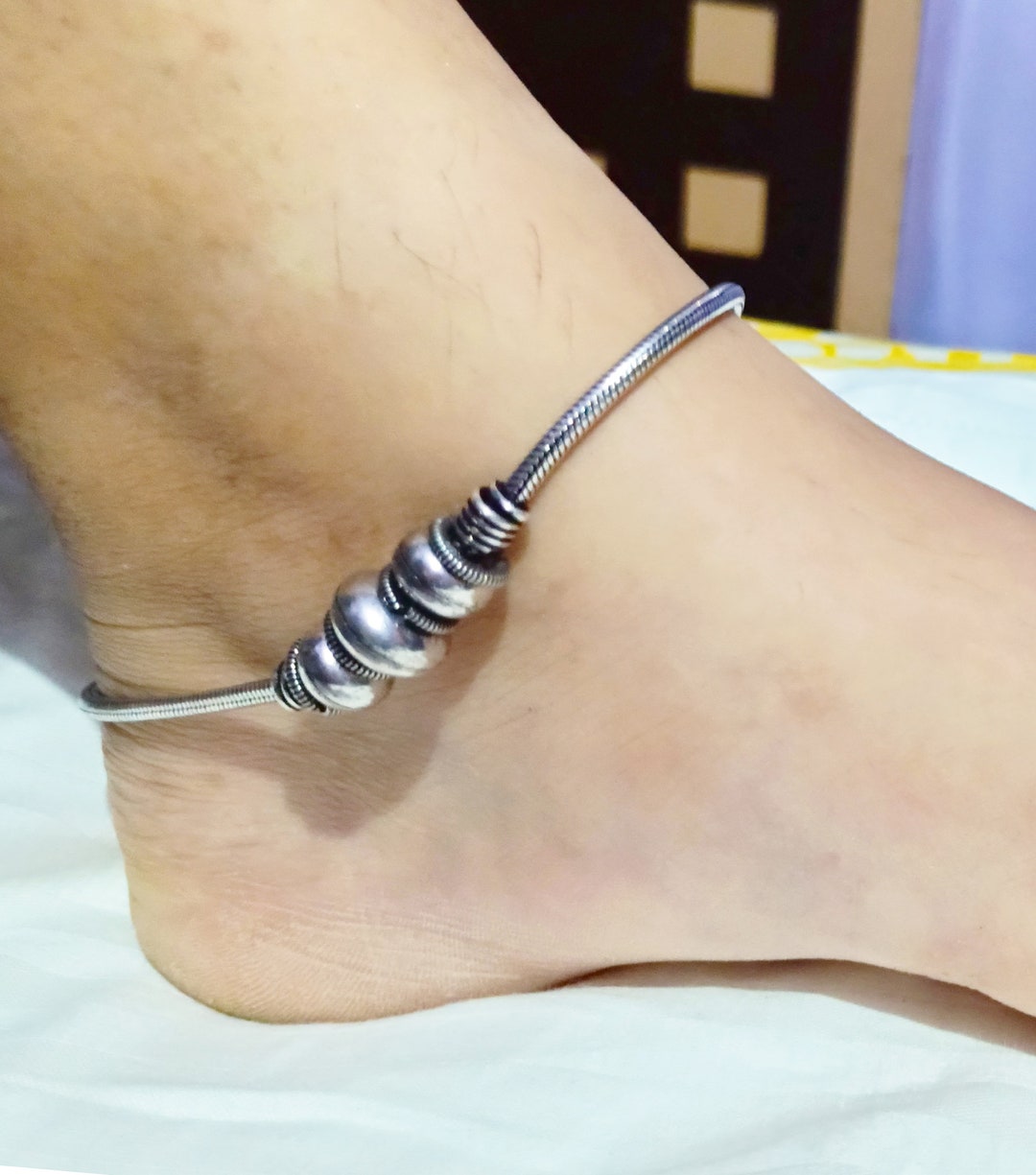 Antique Oxidized Anklet Sterling Silver Plated Handmade Bollywood ...