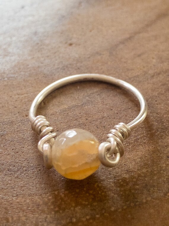 Natural Stone Wire Wrapped Ring Crystal Ring Gemstone Rings - Etsy