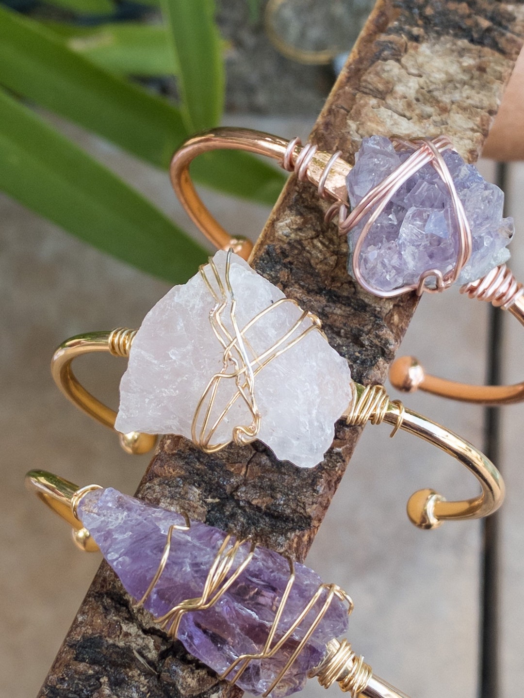 Wire Wrap Bracelet, Wire Bracelet, Wire Wrap Crystal Bracelet, Amethyst ...