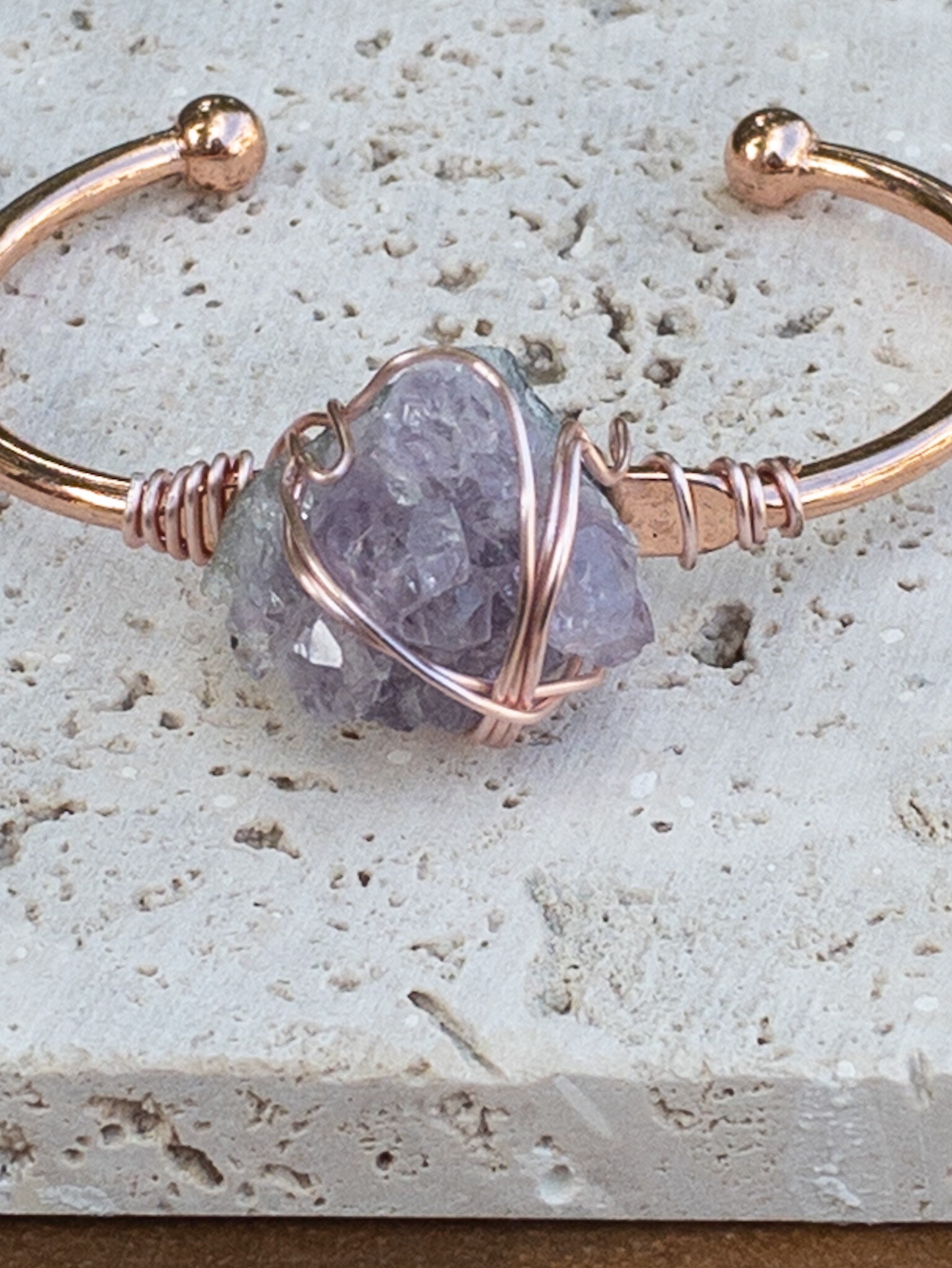 Wire Wrap Bracelet, Wire Bracelet, Wire Wrap Crystal Bracelet, Amethyst ...