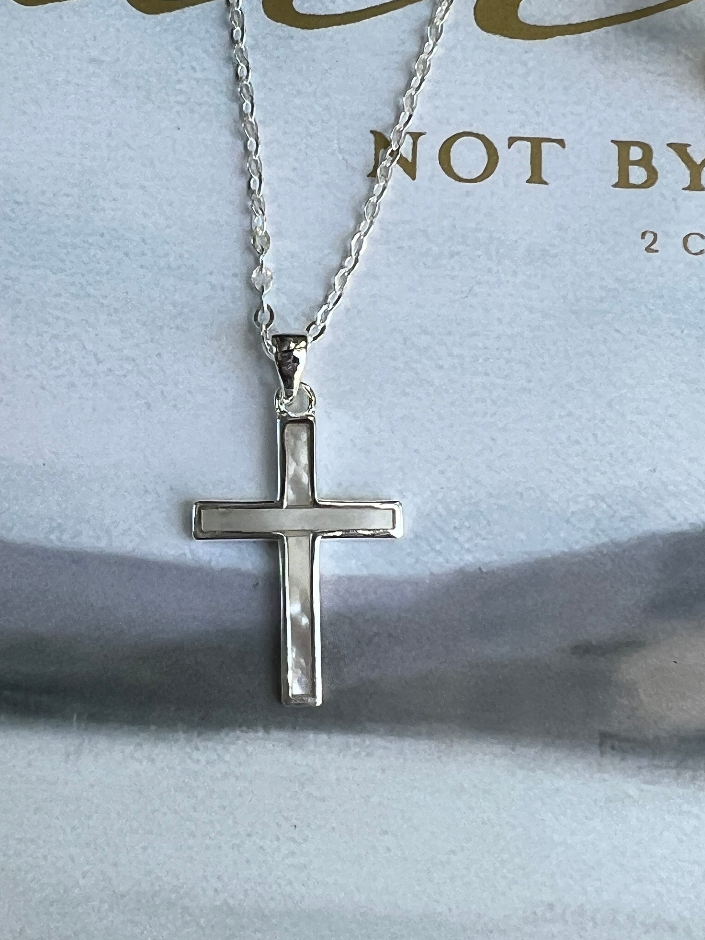 Sterling Silver Mother of Pearl Cross Necklace, Christian Jewelry - Etsy